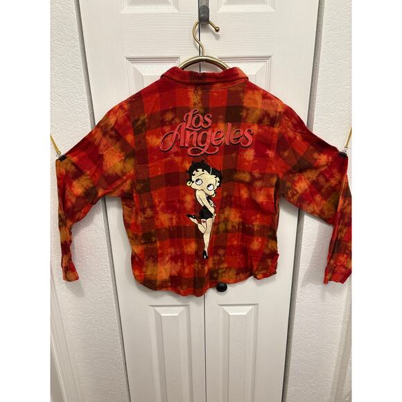 Betty Boop | Tops | Betty Boop Los Angeles Bleached Flannel Longsleeve ...